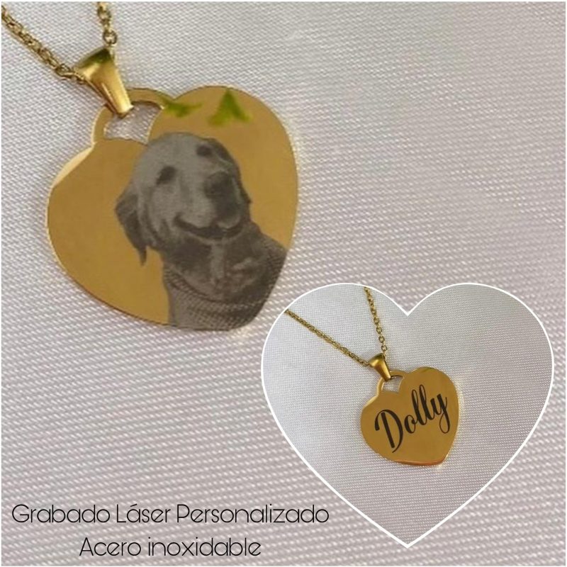 COLLAR PERSONALIZADO GRABADO LASER CORAZON – Frida Joyería